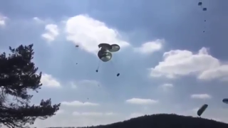 Airdrop Goes Wrong- Army Humvees Crash to The Ground After Parachute Fail