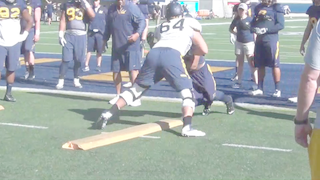 Cal Offensive Line vs. Defensive Line Board Drills Spring Football 4-4-16