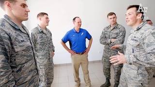 Air Force Football Coach Troy Calhoun Visits Troops Overseas