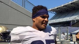 Washington Tight End David Ajamu On Day Six of Huskies Fall Camp