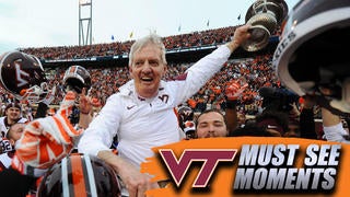 Virginia Tech's Frank Beamer Celebrates After Game-Clinching Interception