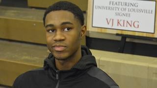 Future Louisville Cardinal forward VJ King visits with media