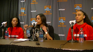 Georgia Coach Joni Taylor, Tiaria Griffin, Marjorie Butler after the ...