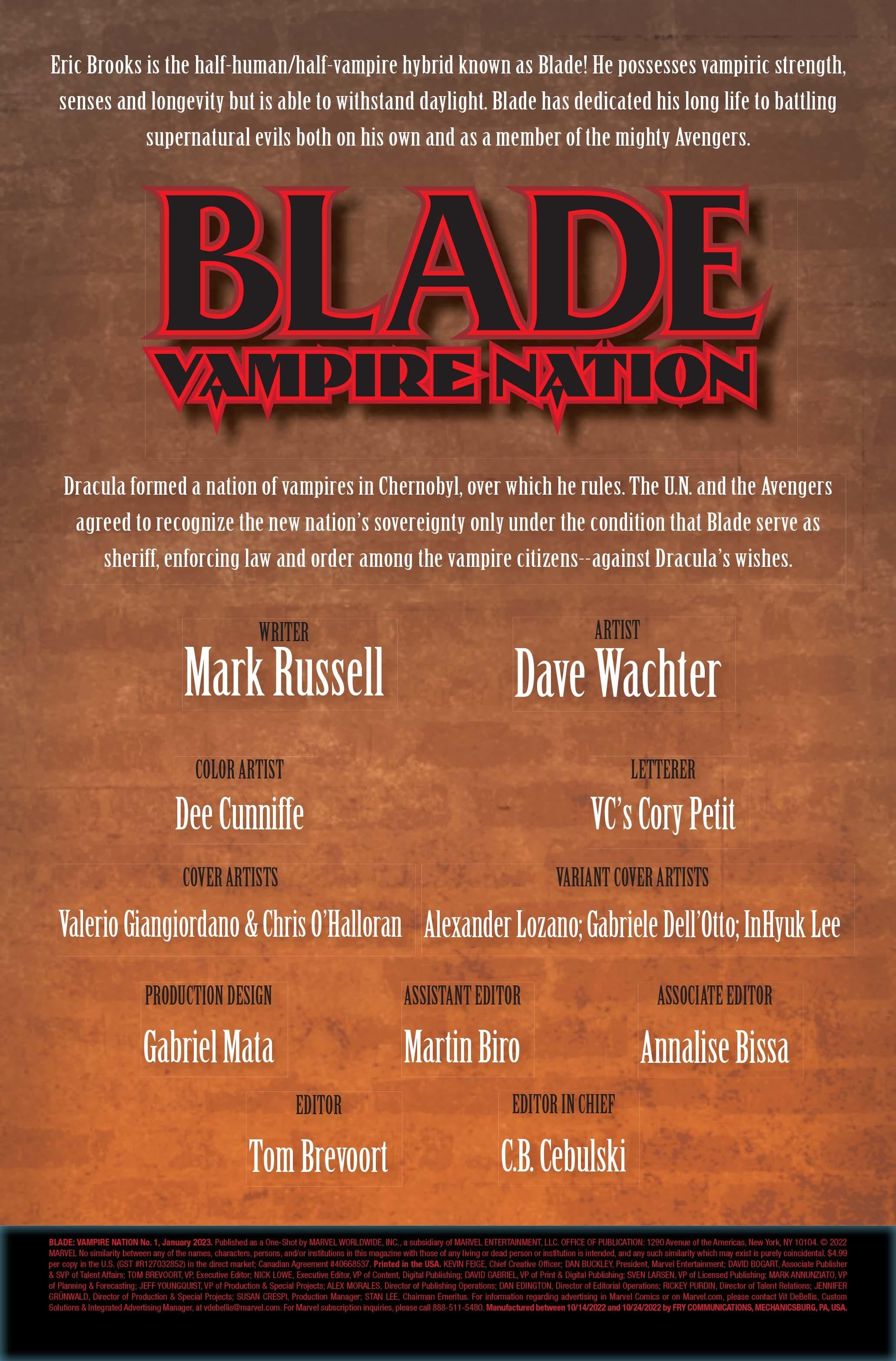 Blade: Vampire Nation #1 Forces the Avenger to Work for His Nemesis ...
