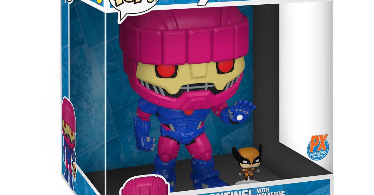 X-Men Sentinel With Wolverine Jumbo Funko Pop Drops With Black Light Chase