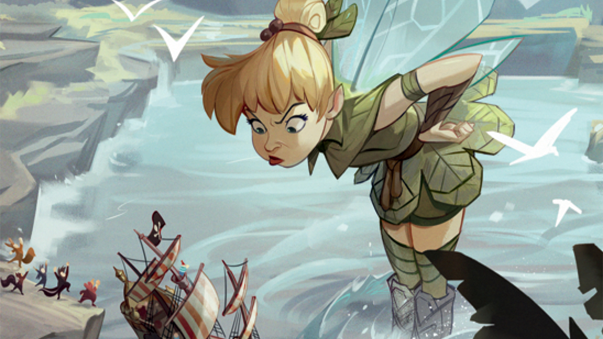 Disney Lorcana Previews Six More Cards, Including a Giant Tinker Bell