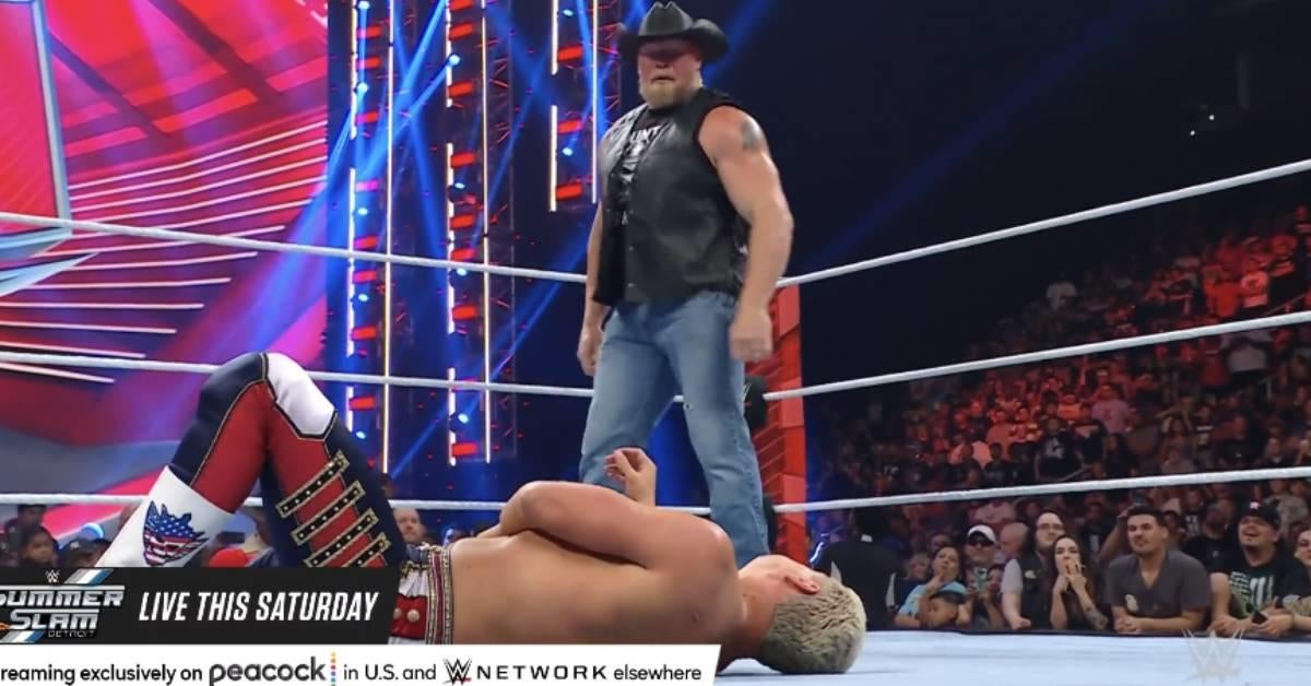 WWE Raw: Brock Lesnar Lays Out Cody Rhodes In Their Final Confrontation ...