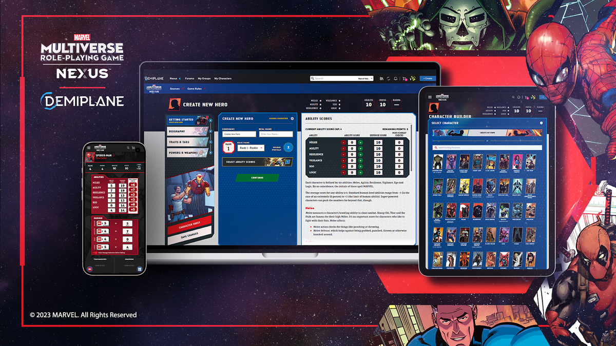 Marvel Multiverse RPG Digital Toolset Free on Demiplane for Limited Time