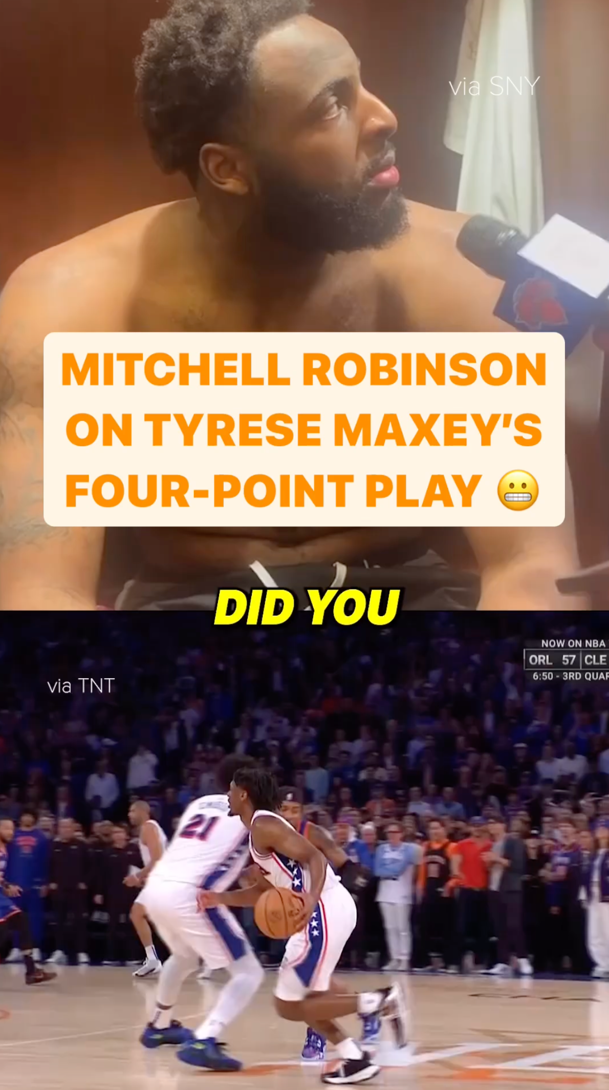 Mitchell Robinson on Tyrese Maxey's four-point play Stream of National ...