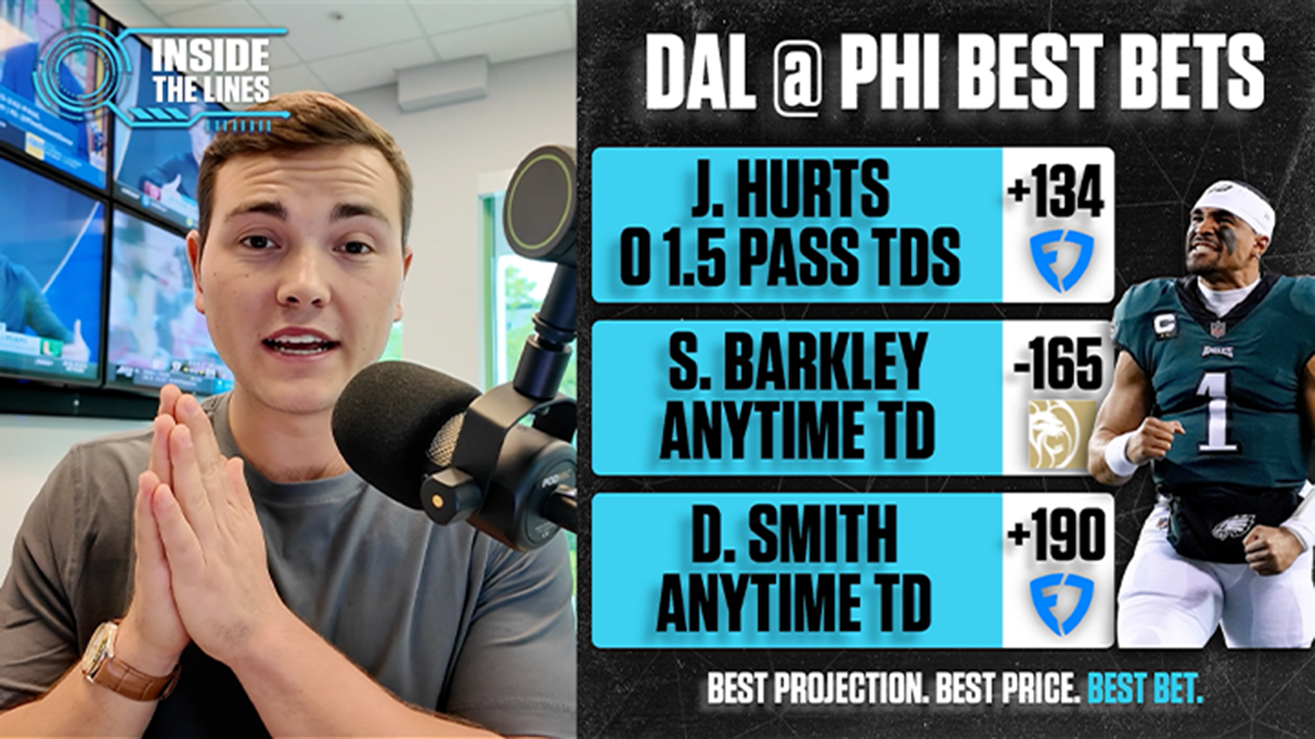 Inside the Lines: Cowboys @ Eagles Player Props Stream of General ...