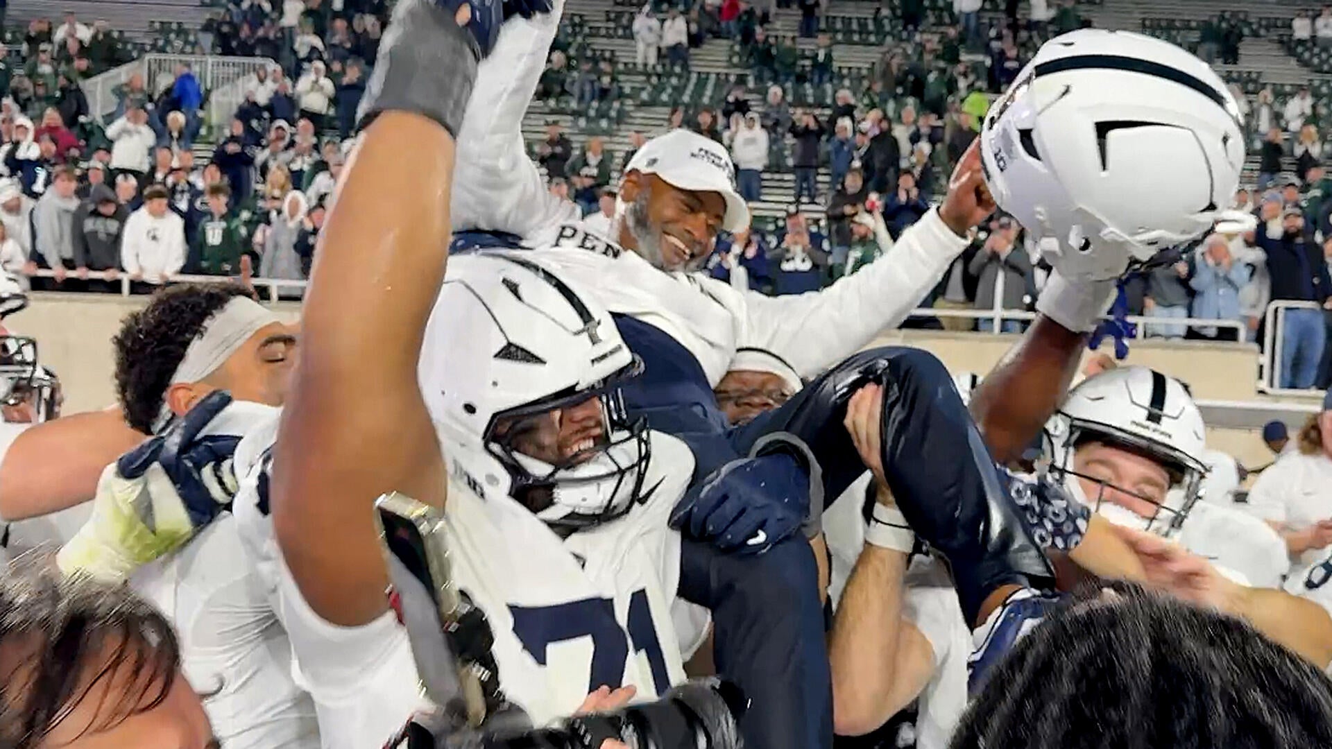 Penn State's Terry Smith On Being Doused & Lifted After MSU Win Stream ...