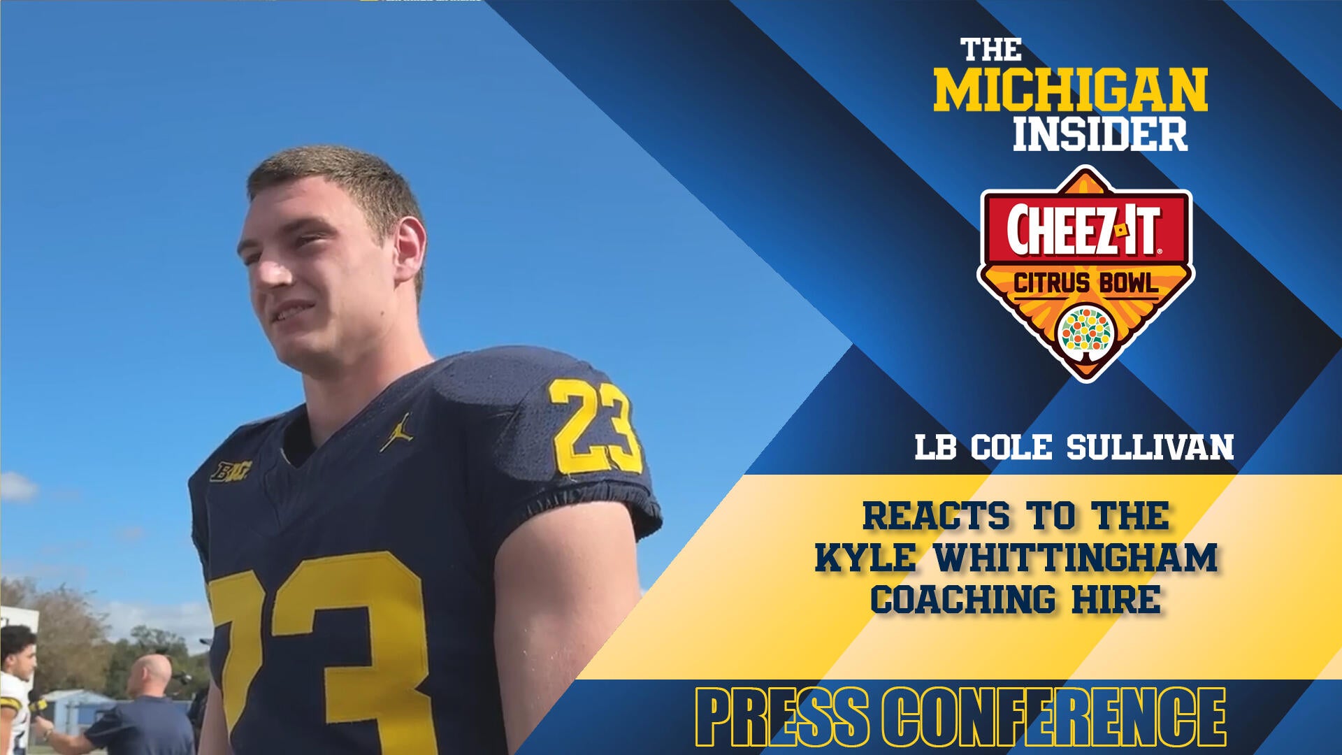 TMI - Michigan Presser - LB Cole Sullivan reacts to the Kyle ...