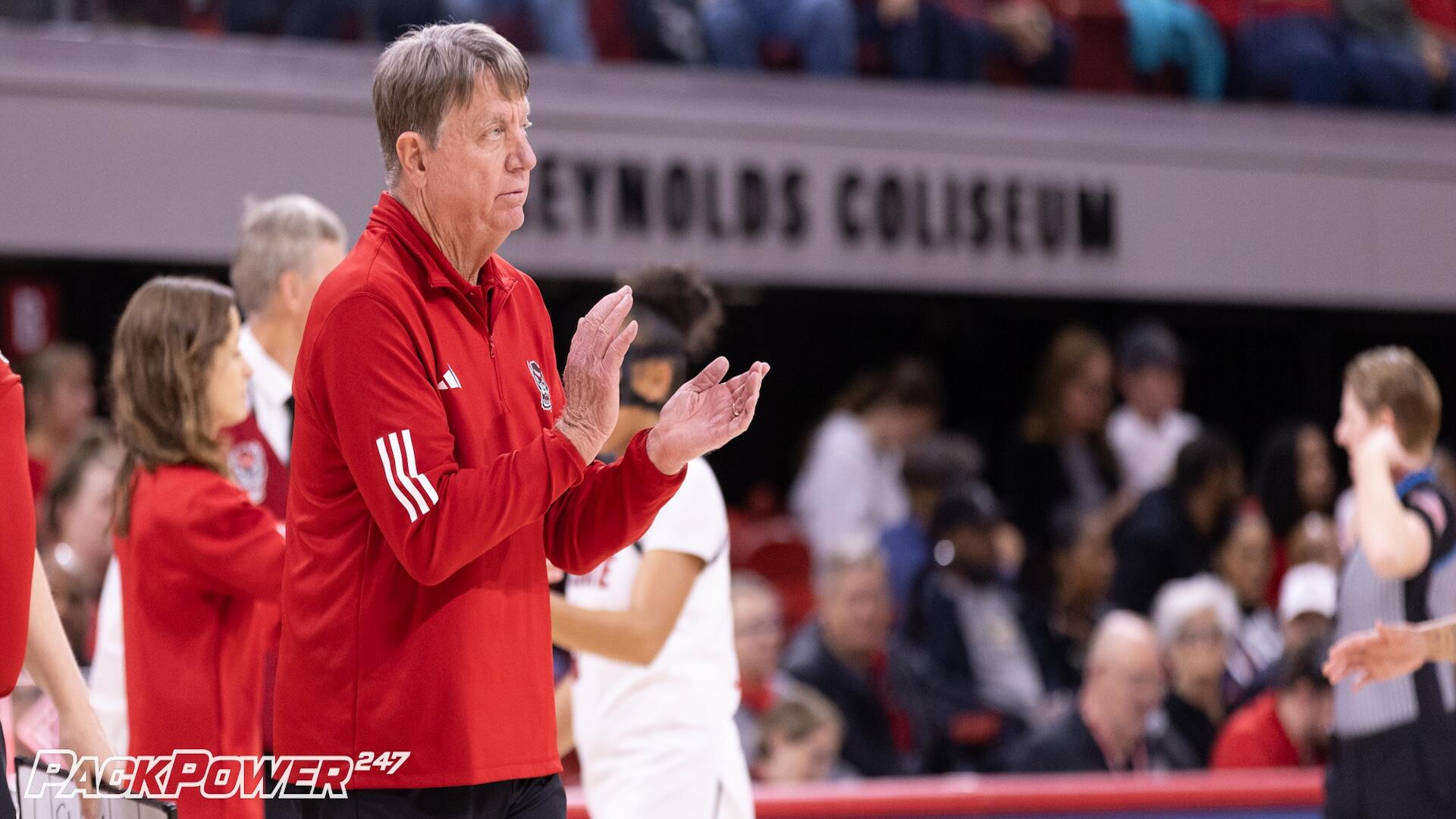 NC State HC Wes Moore meets with the media after the win over Wake ...