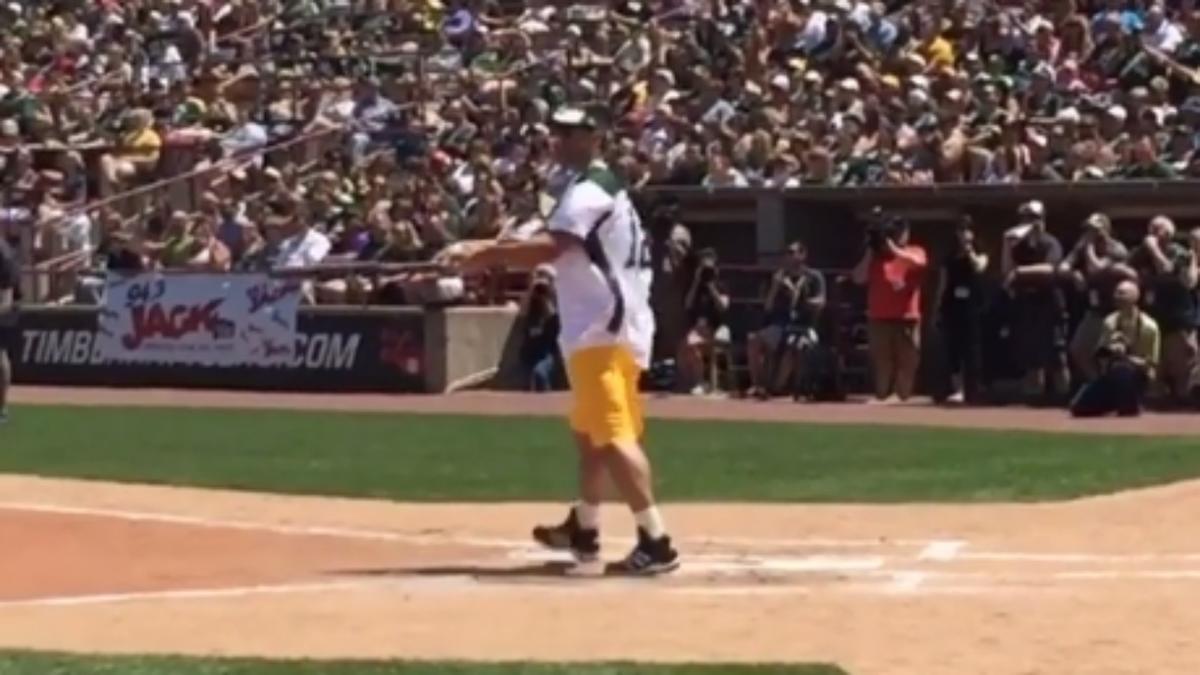 WATCH: Aaron Rodgers, Jordy Nelson sock dingers during softball game ...