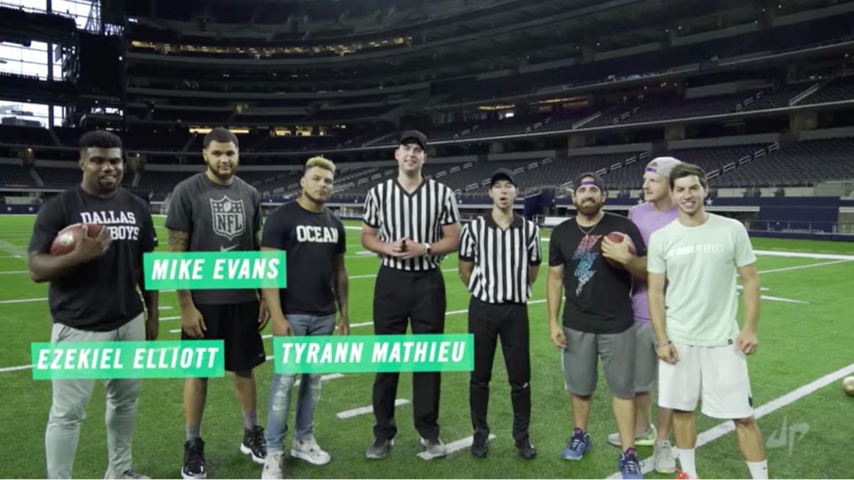 WATCH: Dude Perfect makes Ezekiel Elliott kick field goals in a cowboy ...