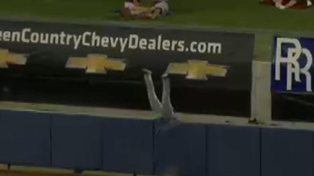 WATCH: Minor-leaguer robs home run, tumbles over wall - CBSSports.com