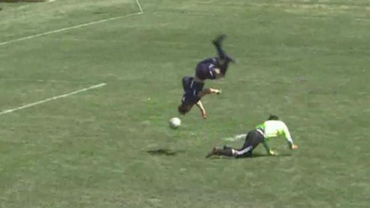 WATCH: High schooler sticks wild front flip before scoring a goal that ...