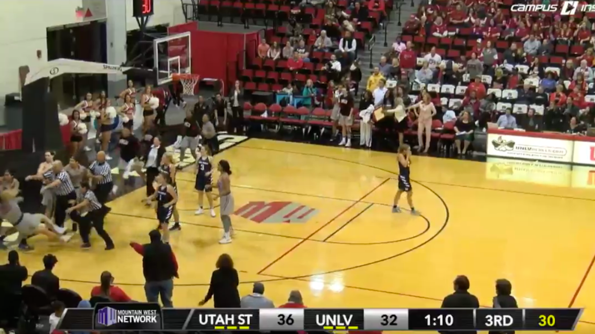 WATCH: Vicious fight breaks out in Utah State-UNLV women's basketball ...