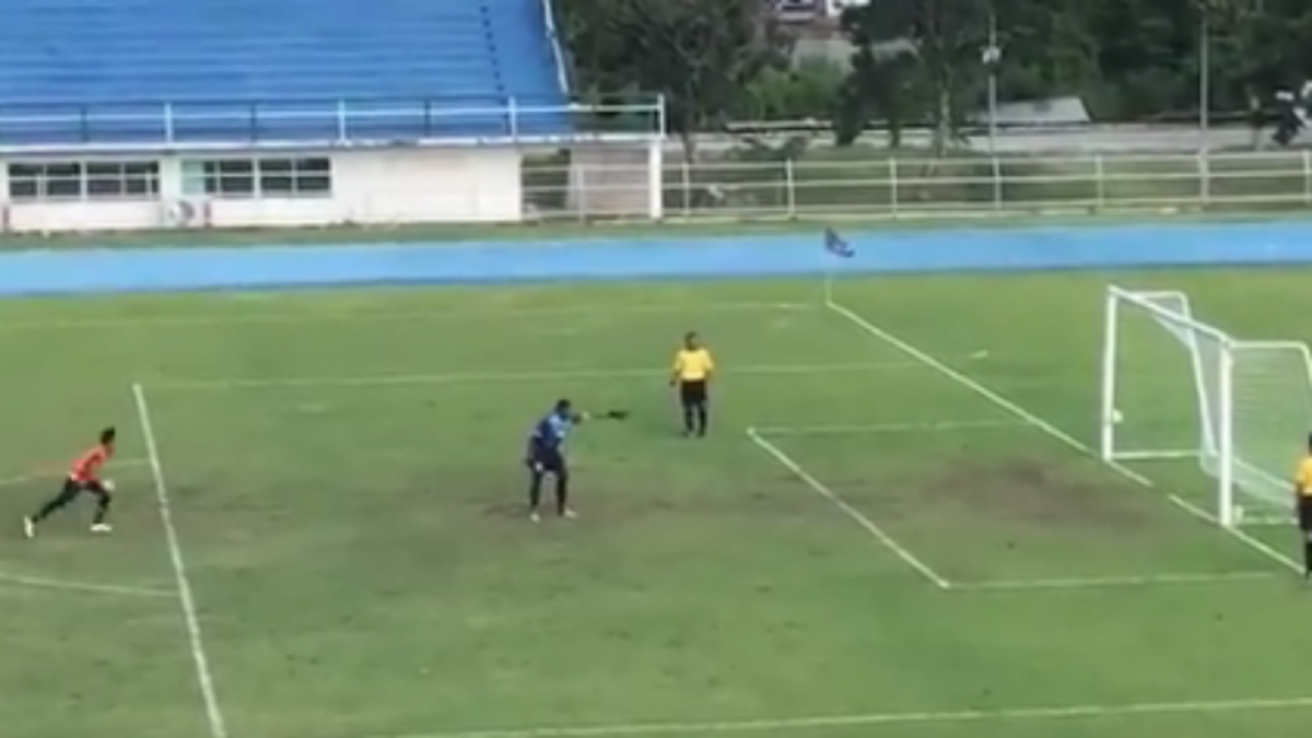 A penalty kick hit the post and missed, until it didn't because sports ...