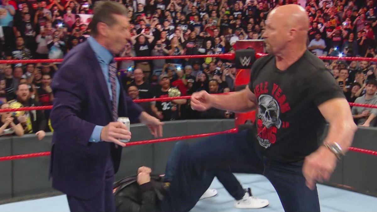 WATCH: Steve Austin stuns Vince McMahon for old time's sake on WWE Raw ...