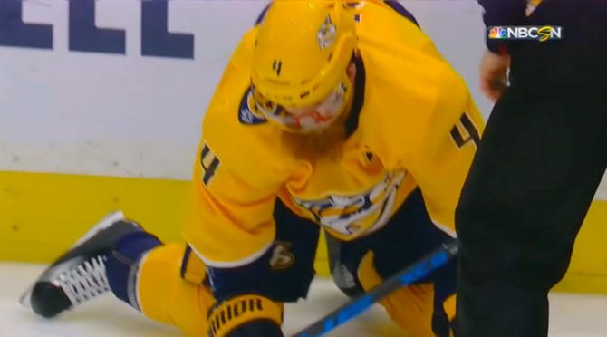 LOOK: Predators defenseman Ryan Ellis narrowly escapes serious injury ...