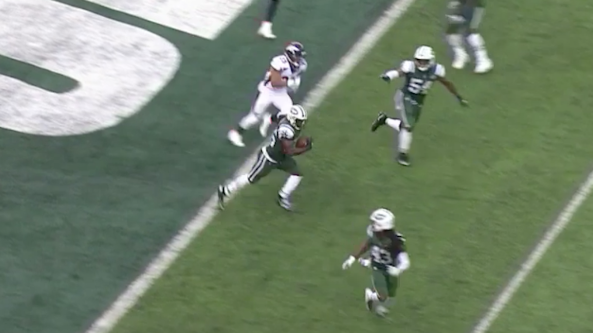 Jets safety sets NFL record for longest no TD interception return and ...