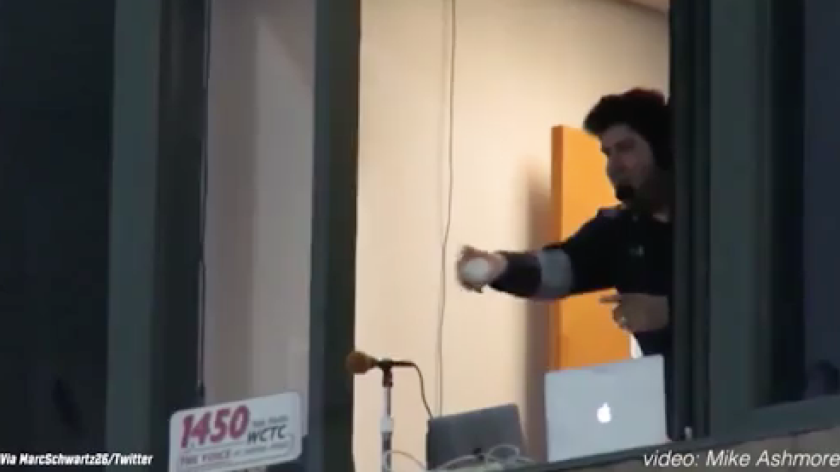 LOOK: Minor-league announcer makes an outstanding catch on a foul ball ...
