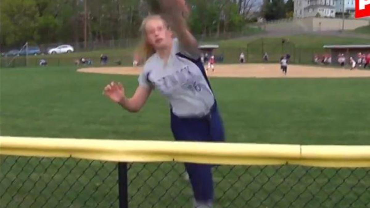 Watch: Pennsylvania softball player makes incredible catch, collides ...