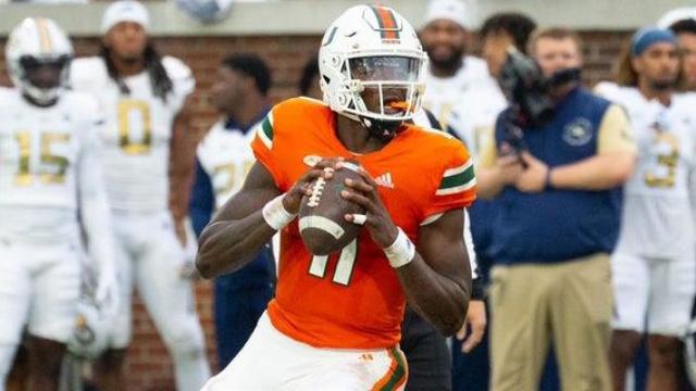 Miami's Josh Gattis on QB Jacurri Brown's first start