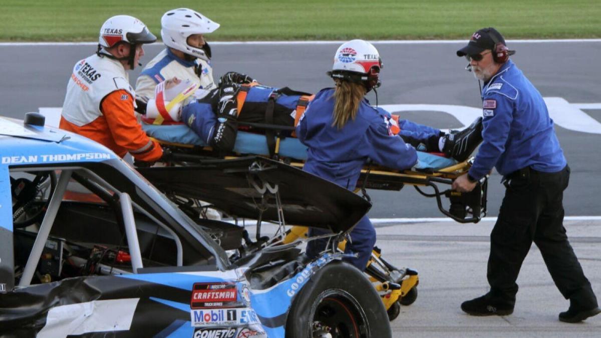 NASCAR Trucks driver Dean Thompson taken to hospital after frightening ...