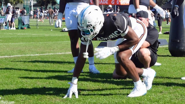 Miami signee DE Booker Pickett Jr. at Under Armour All-America practices