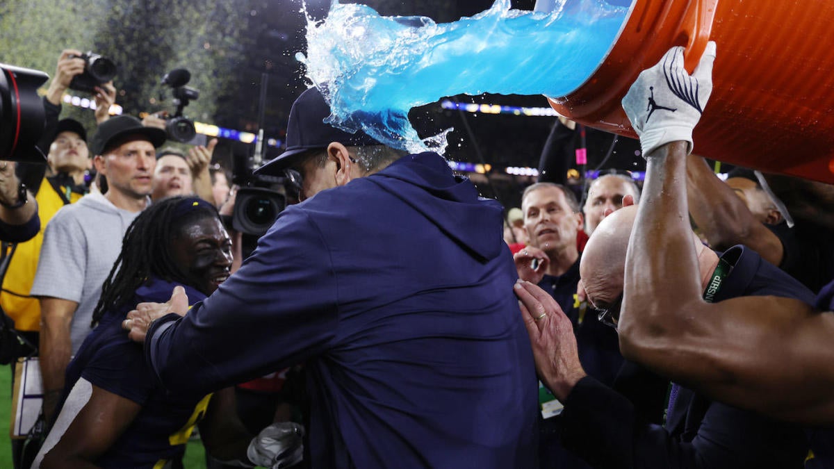 WATCH: Jim Harbaugh can only evade Gatorade bath for so long after ...