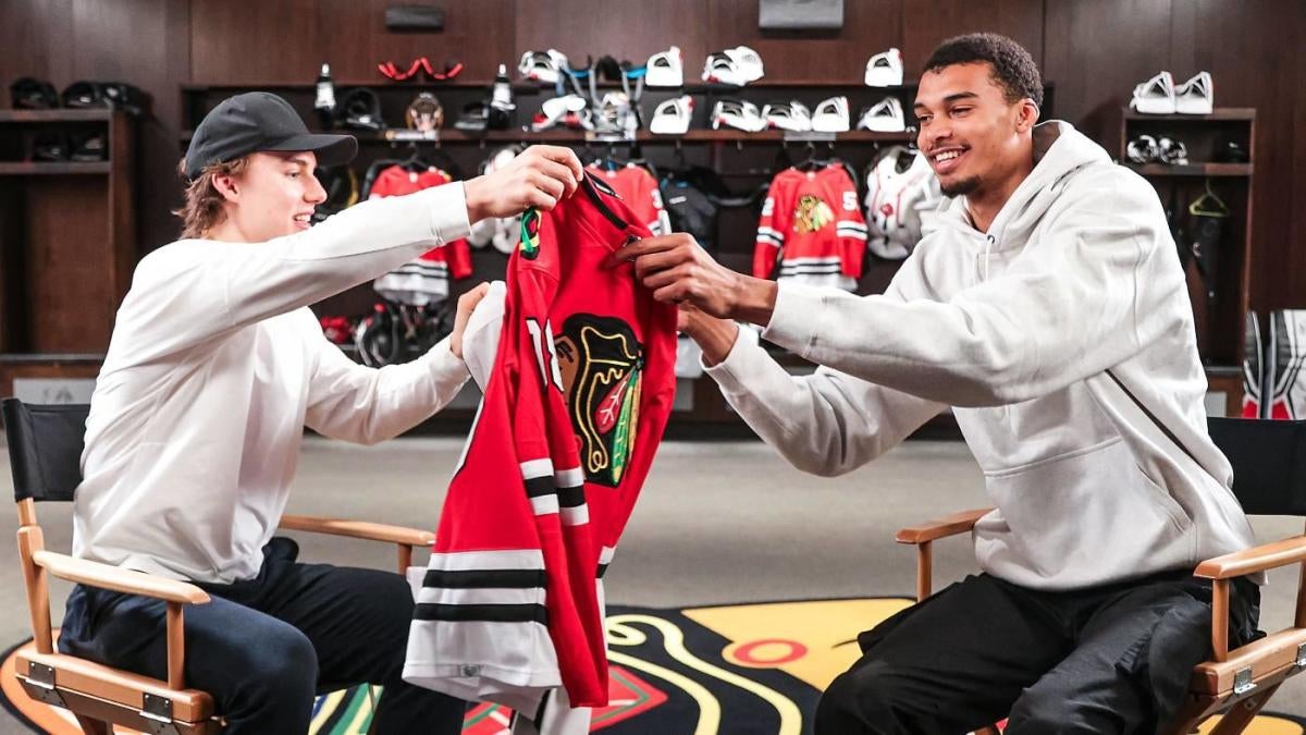 LOOK: Blackhawks' Connor Bedard shocked by Spurs' Victor Wembanyama's ...