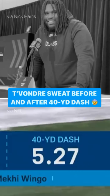T'Vondre Sweat Before and After 40-Yard Dash - CBSSports.com