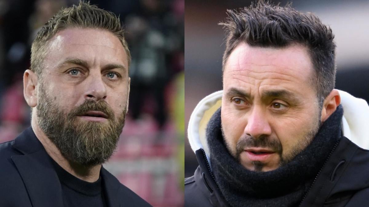 AS Roma manager Daniele De Rossi, Brighton boss Roberto De Zerbi face ...