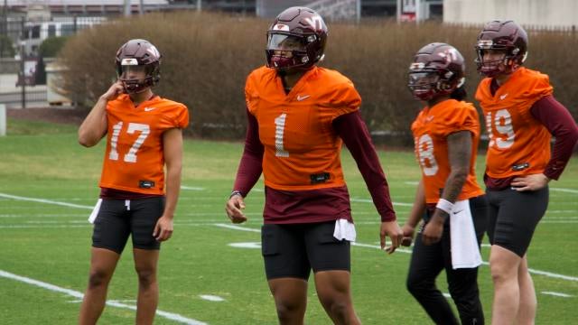 Kyron Drones, Virginia Tech Quarterbacks Open Spring Camp