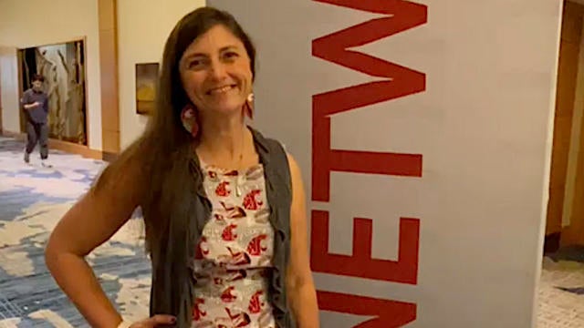 Wearing the colors from WSU's Carson College