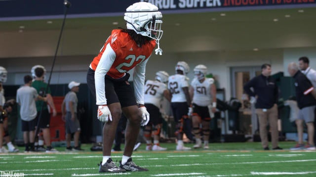 Miami's defensive backs in preseason practice drills