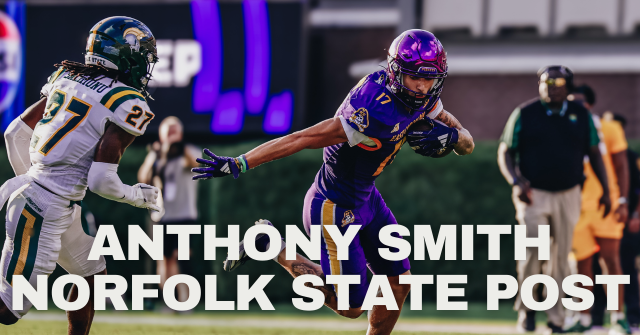 WR Anthony Smith on getting a 42-3 win, and scoring, in his ECU debut ...