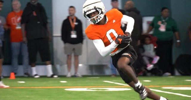 Miami's Joshisa Trader and Ray Ray Joseph receiver drills in first week ...