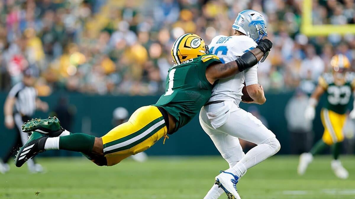 WATCH: Micah Parsons records first sack with Packers, chases down Lions' Jared Goff - CBS Sports